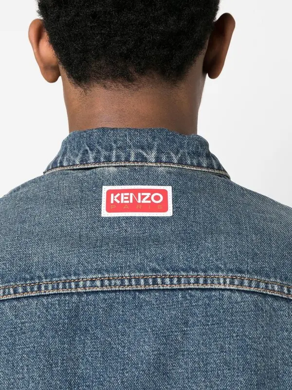 Kenzo Cropped Denim Jacket - Navy Blue | Editorialist